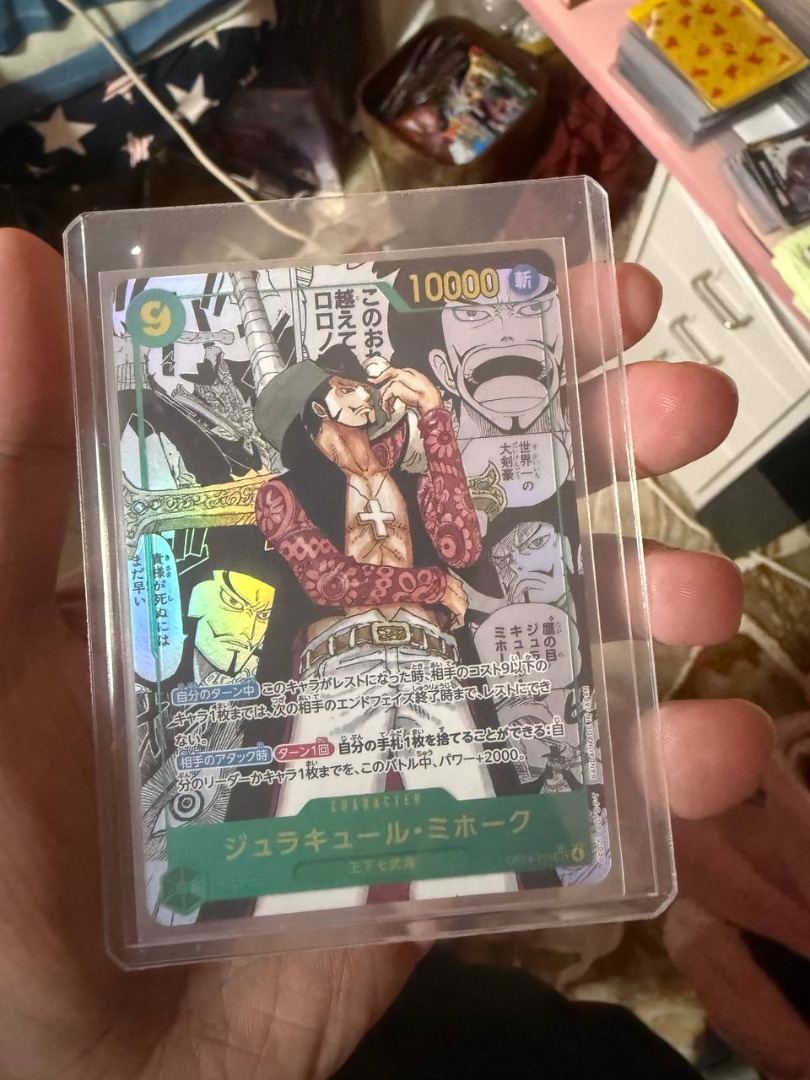 One Piece Card Game - Mihawk OP04-119 SEC Manga Alt Art, Hobbies & Toys ...