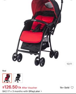 Prego Red Stroller, Babies & Kids, Going Out, Strollers on Carousell