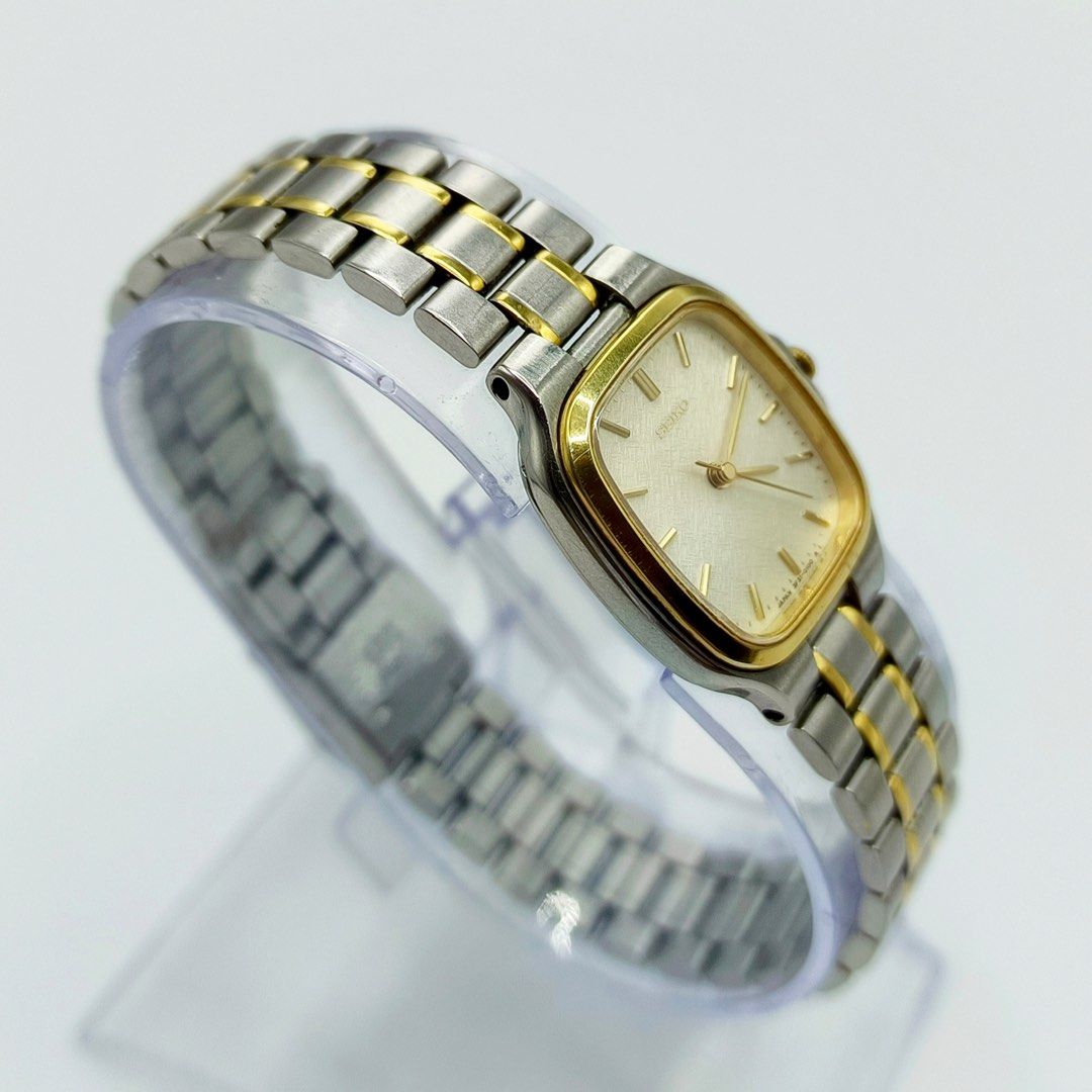 Seiko Tank Textured Dial Two-Toned Watch (3F31-5020), Women's Fashion ...