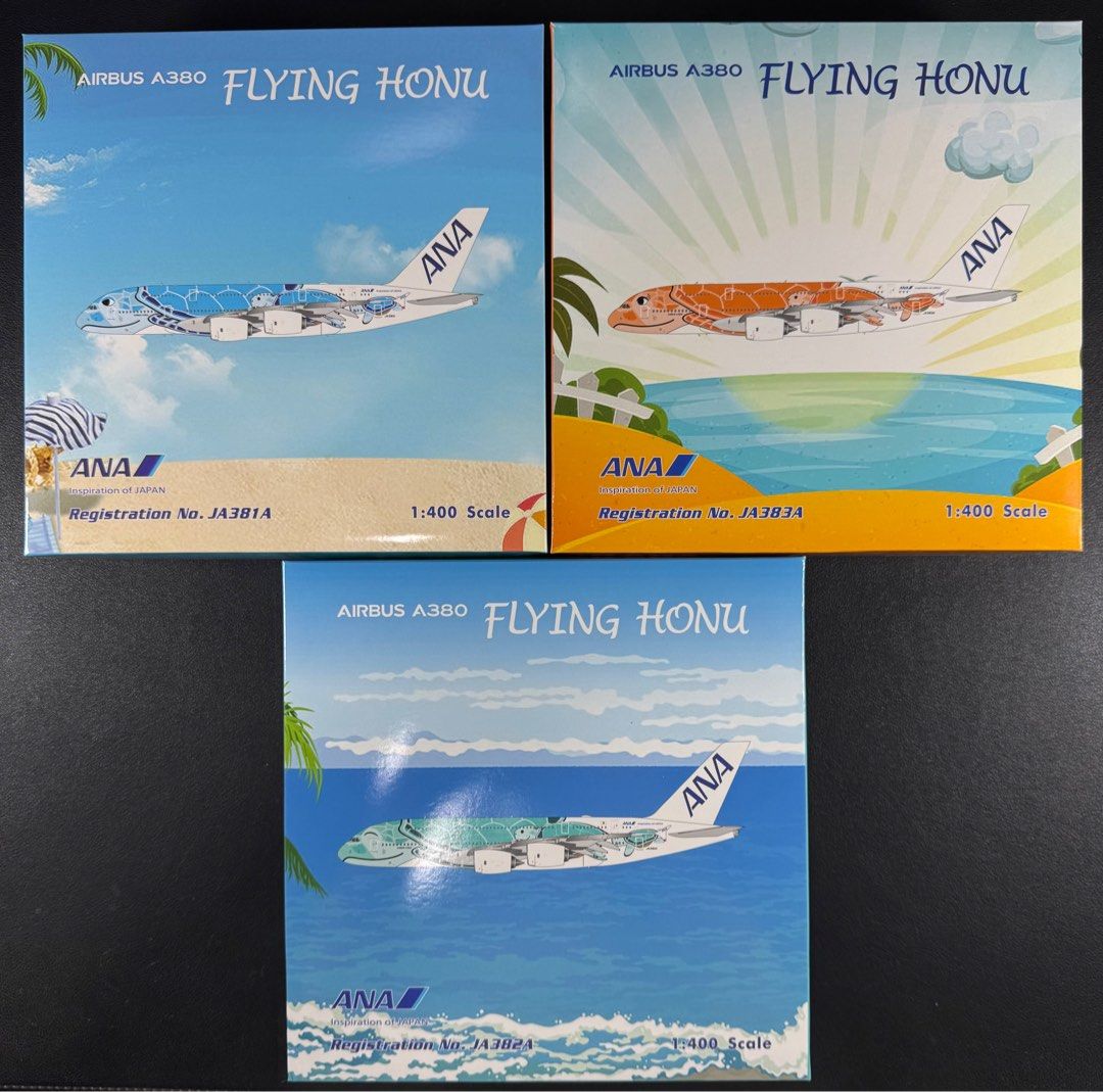 ANA Airbus A380 Flying Honu Lani Blue, Kai Green, Ka La Orange Turtles ...