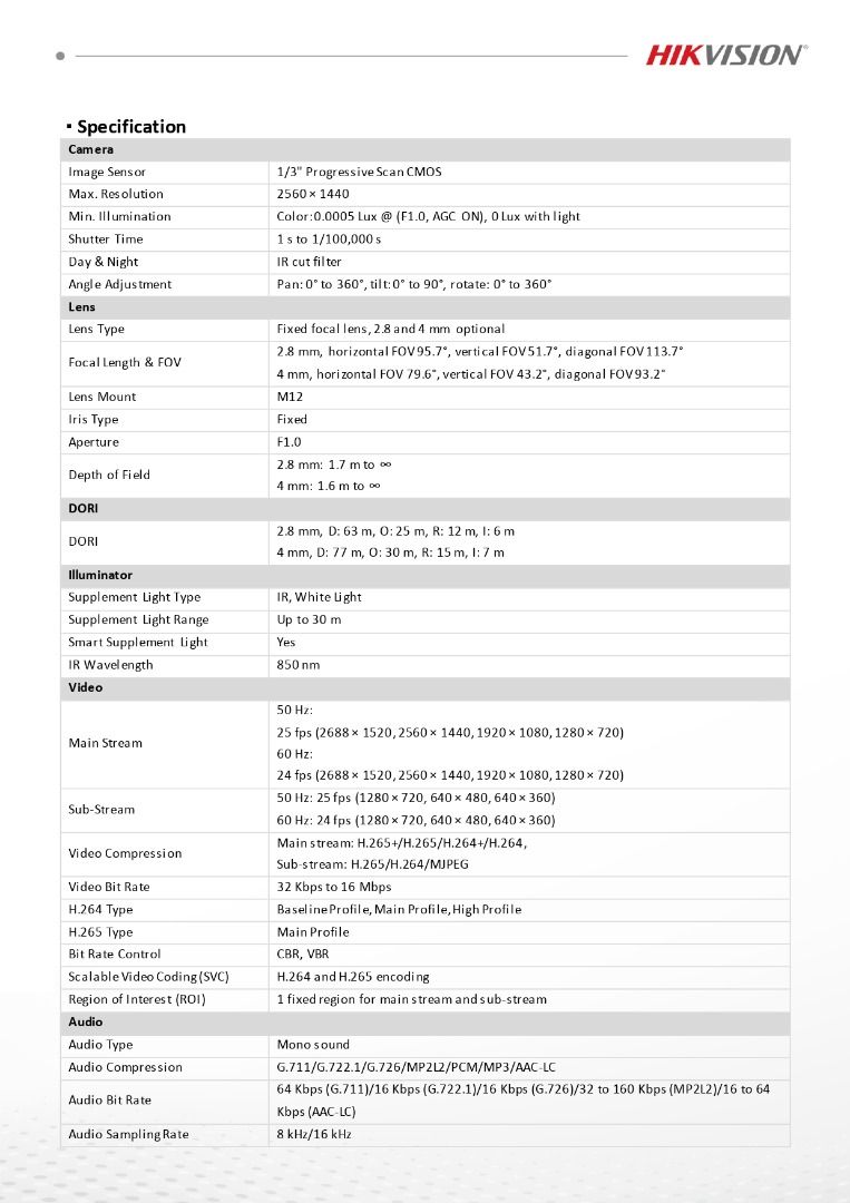 Hikvision DS-2CD1047G3-LIU 4MP Audio ColorVu 3.0 Fixed Bullet Network ...