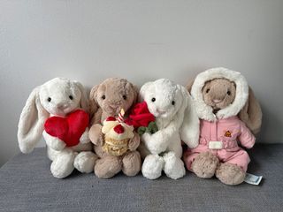 [Instock]Authentic Jellycat BNWT Bashful Bunny with Heart/Val and Tina ...