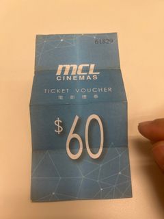 MCL Cinemas 電影禮券 $100, 門票＆禮券, 現金券、兌換券、禮券 - Carousell