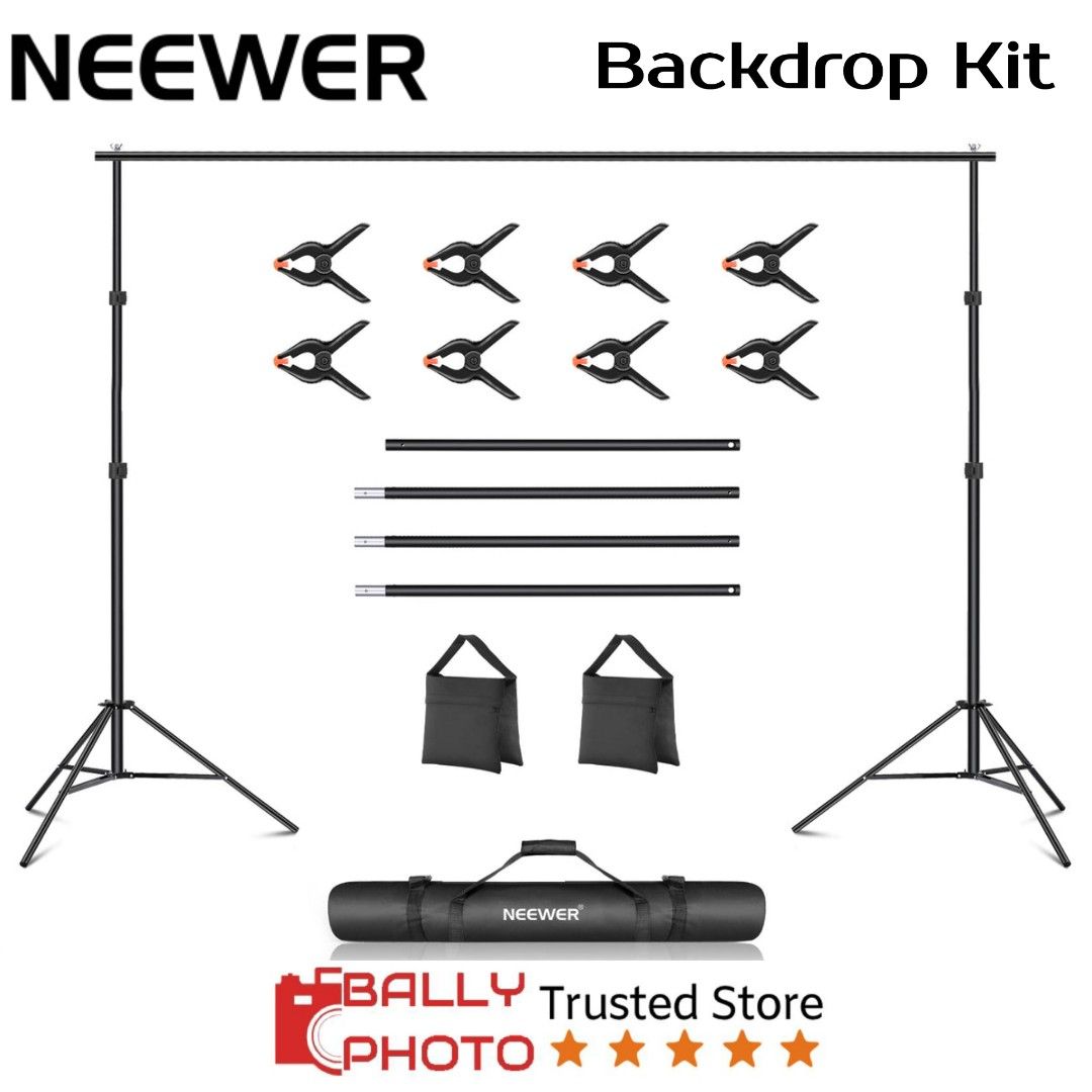 NEEWER 2.3m Background Support System With 2 sand bag and 8 Clamps ...