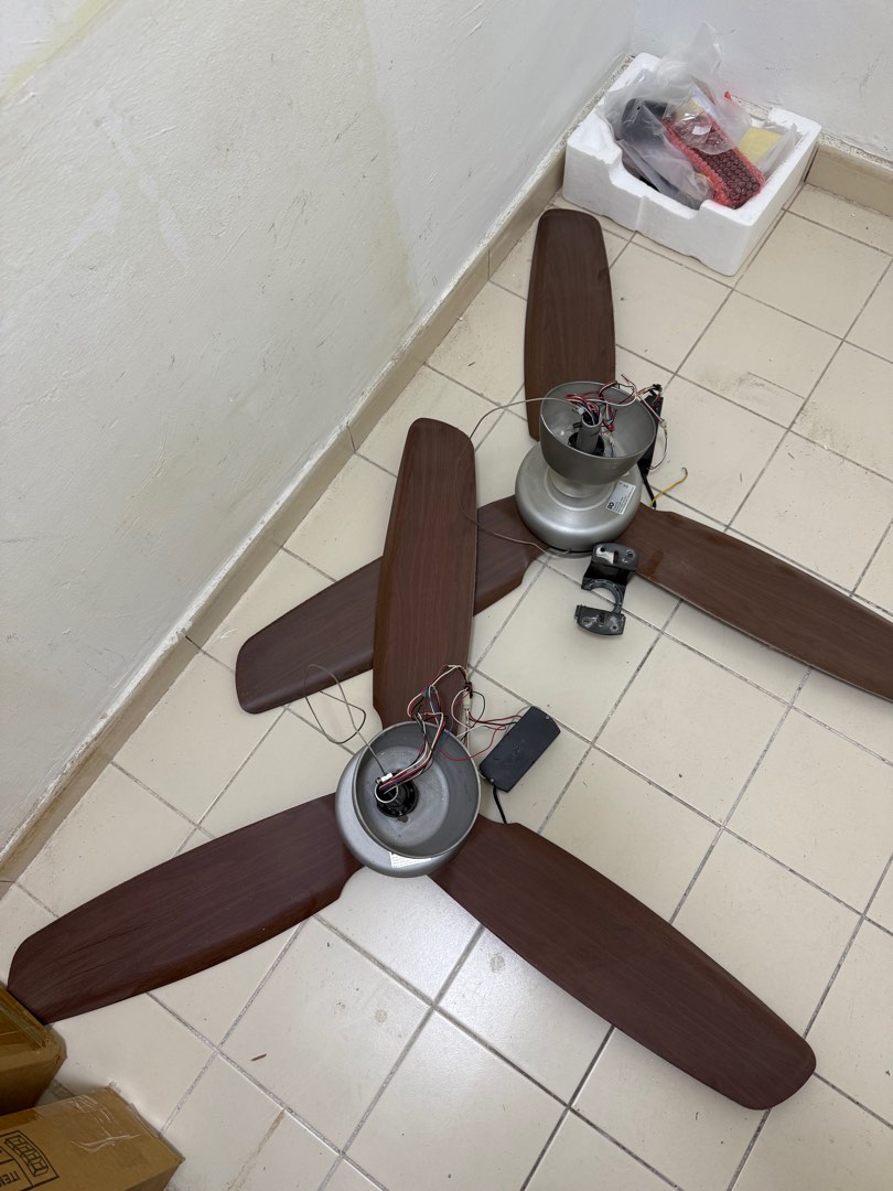 PO P01 Ceiling Fan - Brown Blades, Furniture & Home Living, Lighting ...