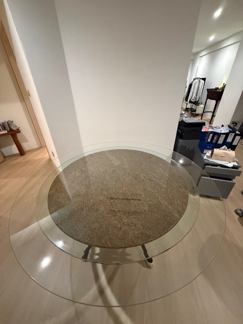 Round Glass Dining Table Top, Furniture & Home Living, Furniture ...