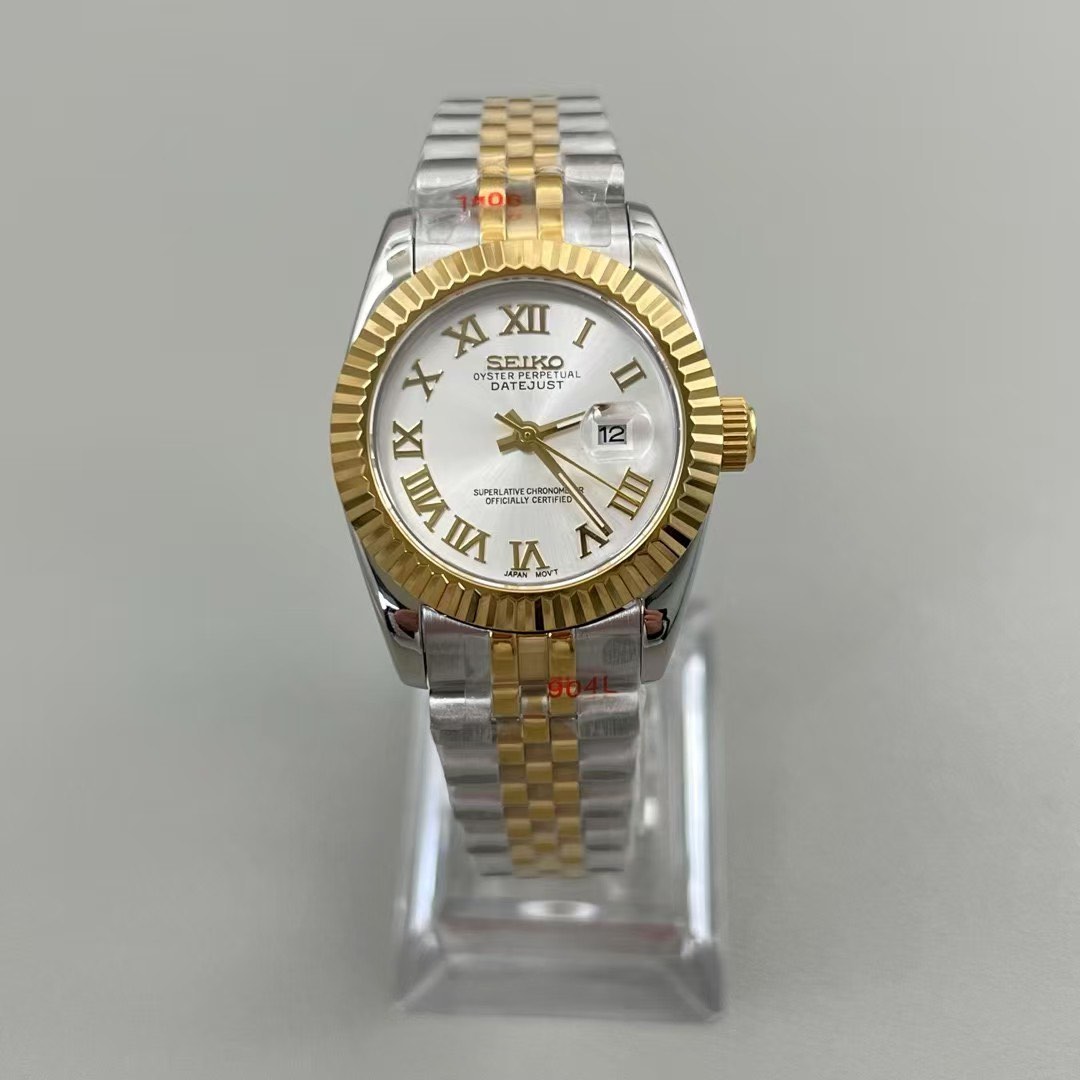 Seiko mod datejust half gold custom watch, Men's Fashion, Watches ...