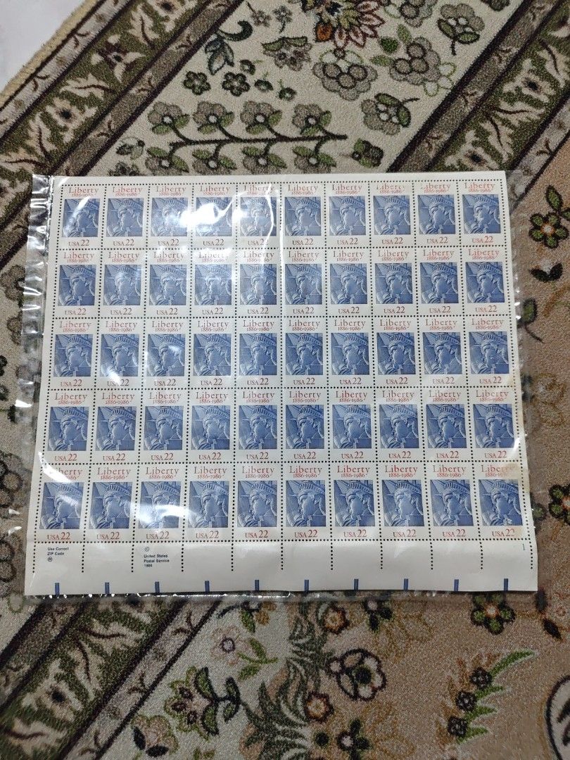 Sheet of 50 Liberty Stamps, 22 Cent, 1986, Unused US Postage Stamps ...