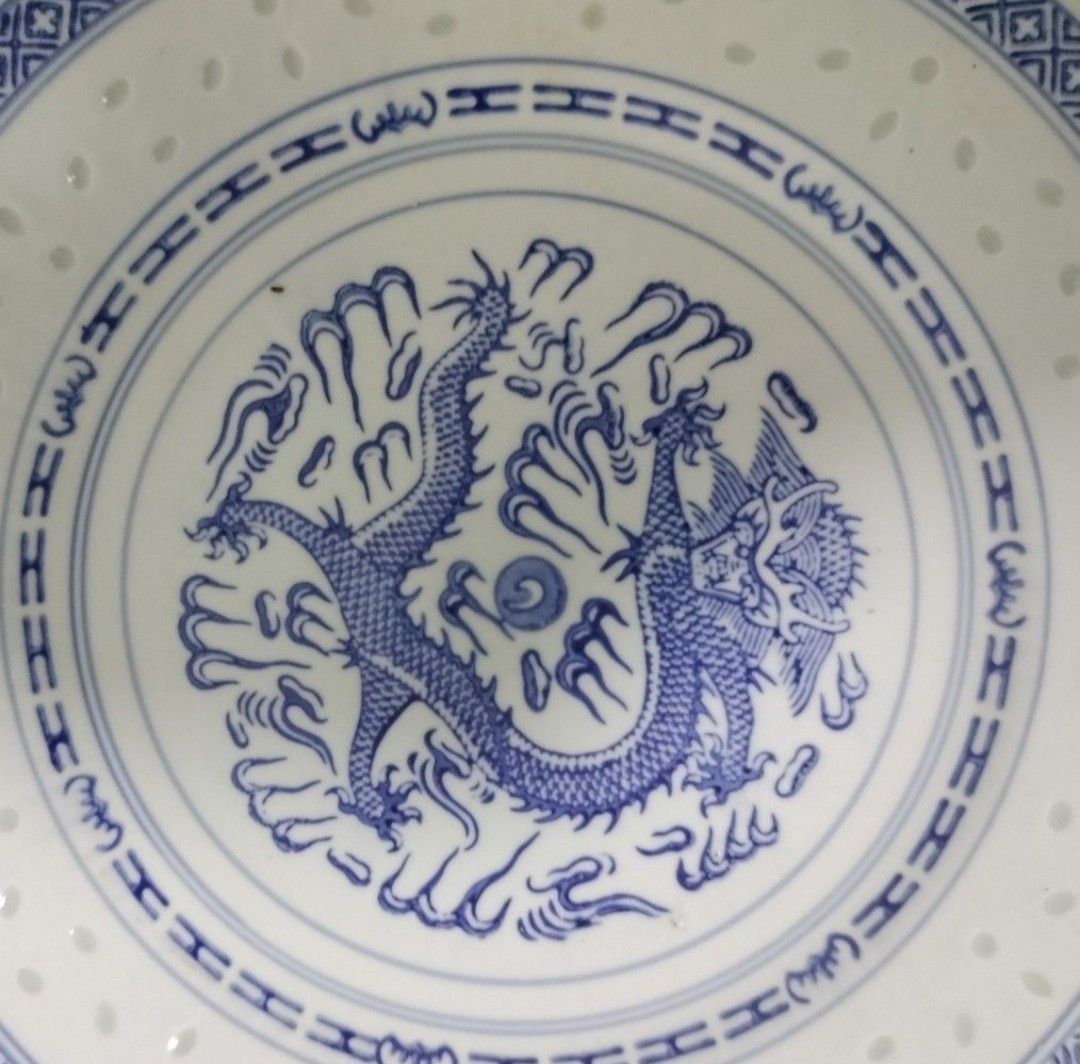 Vintage Chinese Dragon Plates x 3, Furniture & Home Living, Kitchenware ...