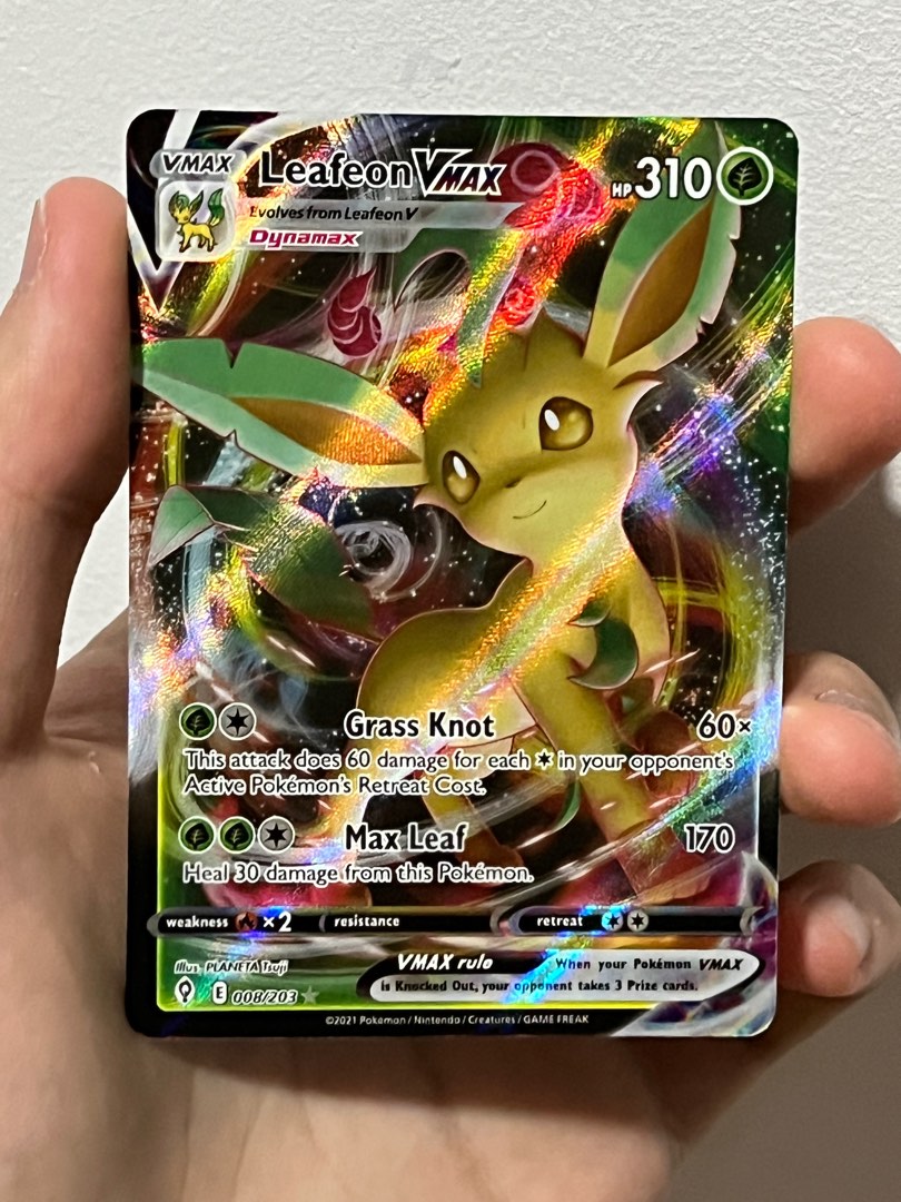 2021 Pokemon SWSH Evolving Skies Leafeon VMAX 008/203, Hobbies & Toys ...