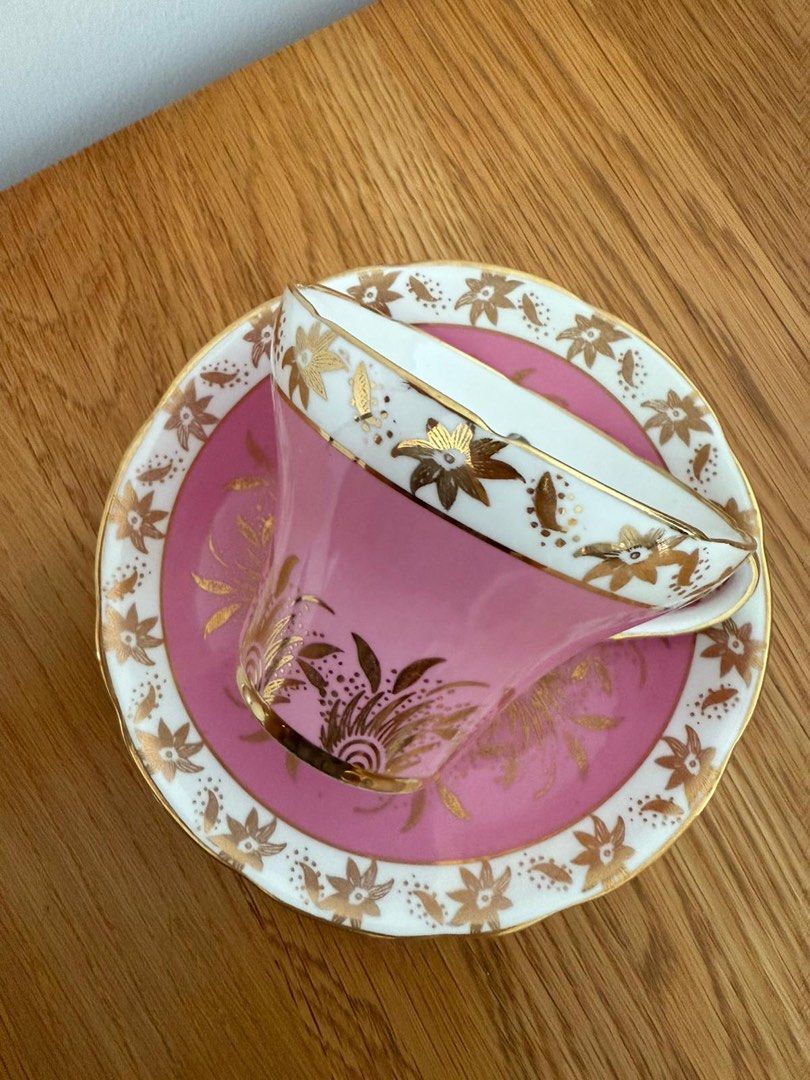 (Bone China) Royal Stafford Pink Floral Teacup and Saucer Set, Hobbies ...