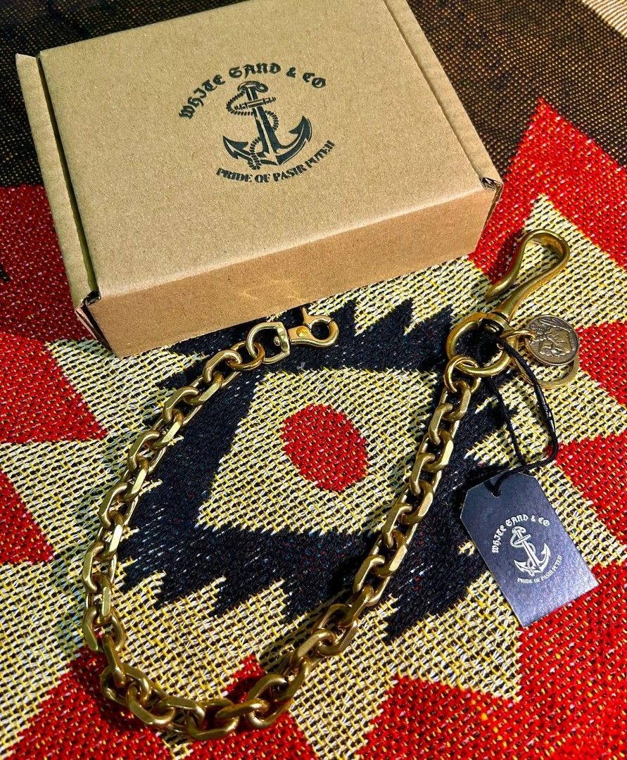 Custom Brass Wallet Chain Skull Chief Redmoon / pilot river / Flat Head ...