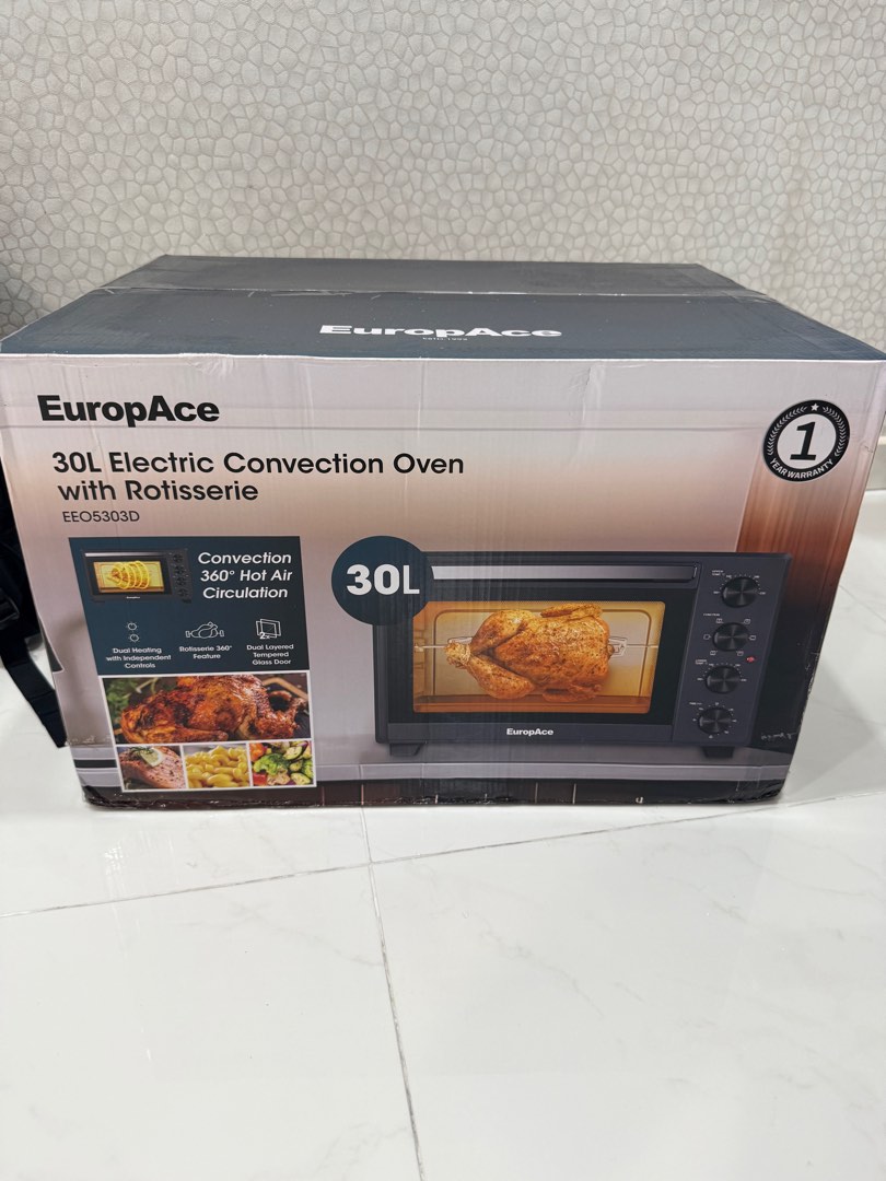 EuropAce 30L Electric Convection Oven with Rotisserie, TV & Home ...