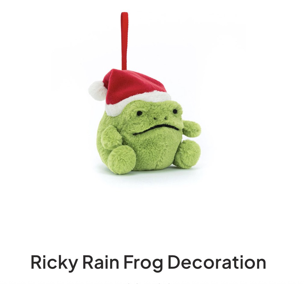 Jellycat Christmas Tree Ricky Rain Frog Plush, Hobbies & Toys, Toys ...