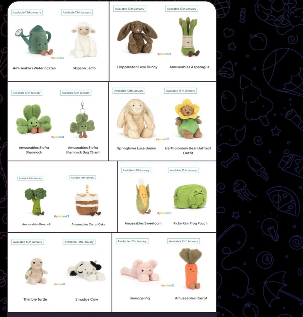 Jellycat spring 2026 pre order, Hobbies & Toys, Toys & Games on Carousell