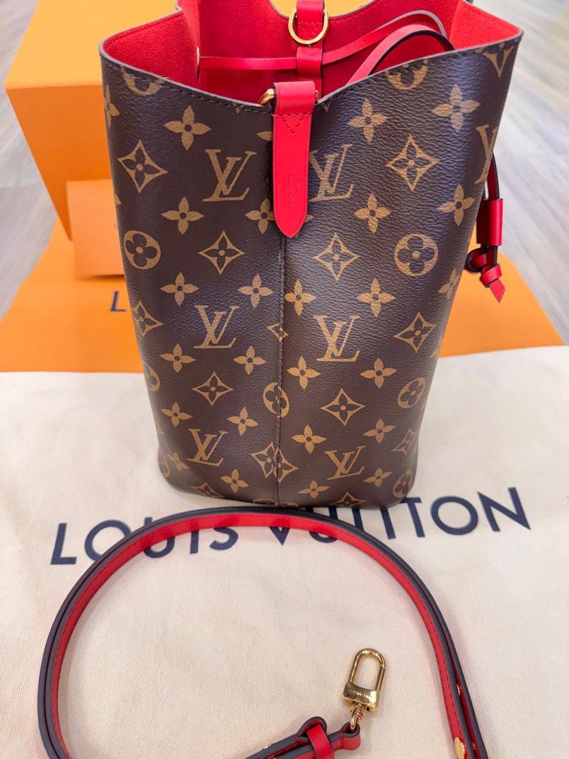 Louis Vuitton Monogram Bucket Bag with Red Interior, Luxury, Bags ...