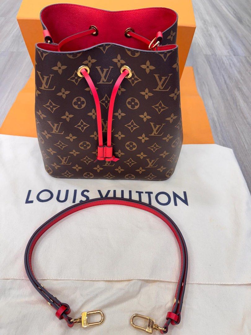 Louis Vuitton Monogram Bucket Bag with Red Interior, Luxury, Bags ...