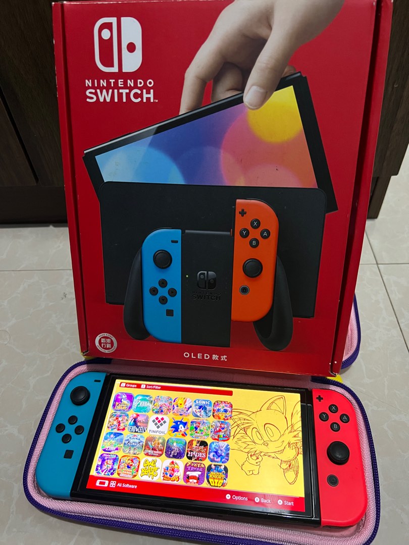 Nintendo Switch OLED Neon Edition with box and have 32 games, Video ...