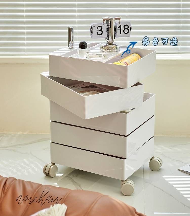 ️SG SELLER ️ Creamy-White (ABS-5Tiers) Portability 360 Rotating Drawer ...