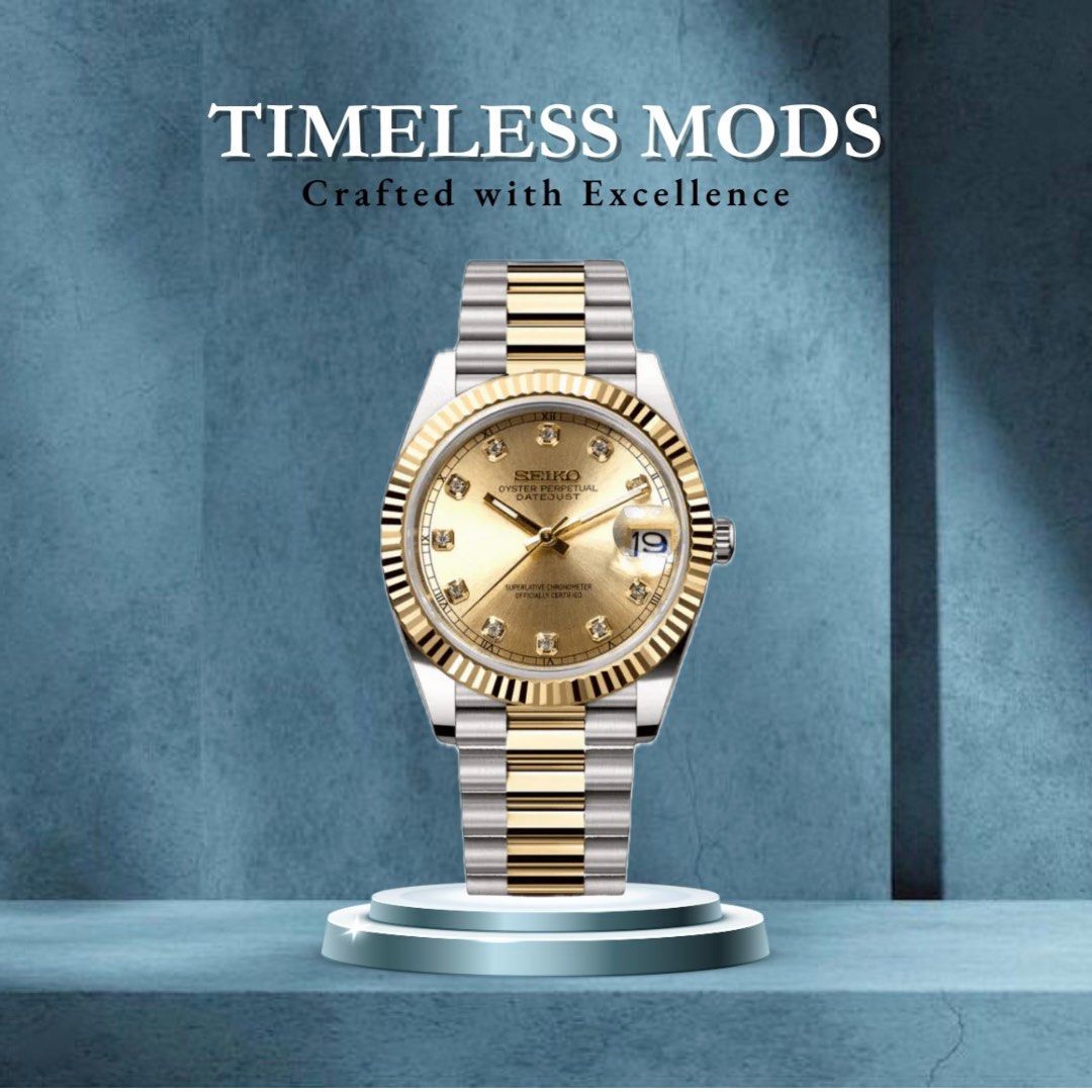 SEIKO MOD DATEJUST SILVER GOLD GEM, Men's Fashion, Watches ...