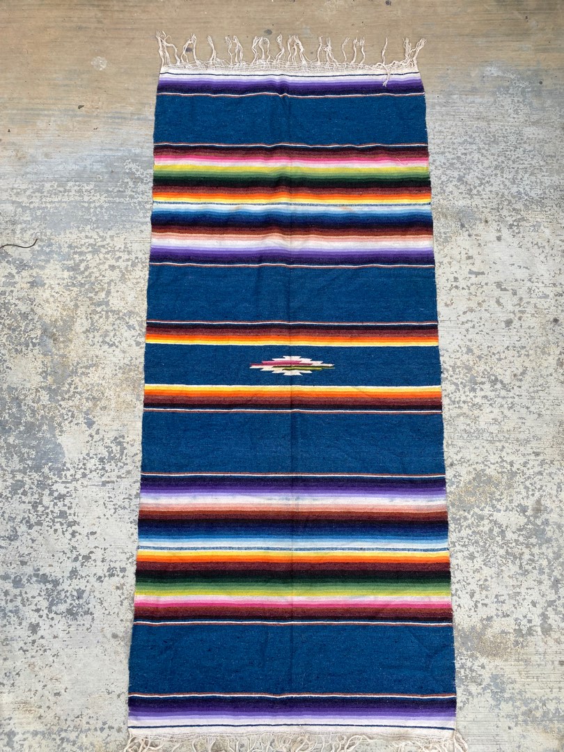 Vintage mexican saltillo serape aztec navajo rug blanket display ...