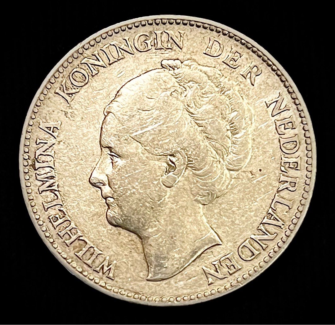 1928 Kingdom of the Netherlands Queen Wilhelmina ONE 1-Gulden General ...