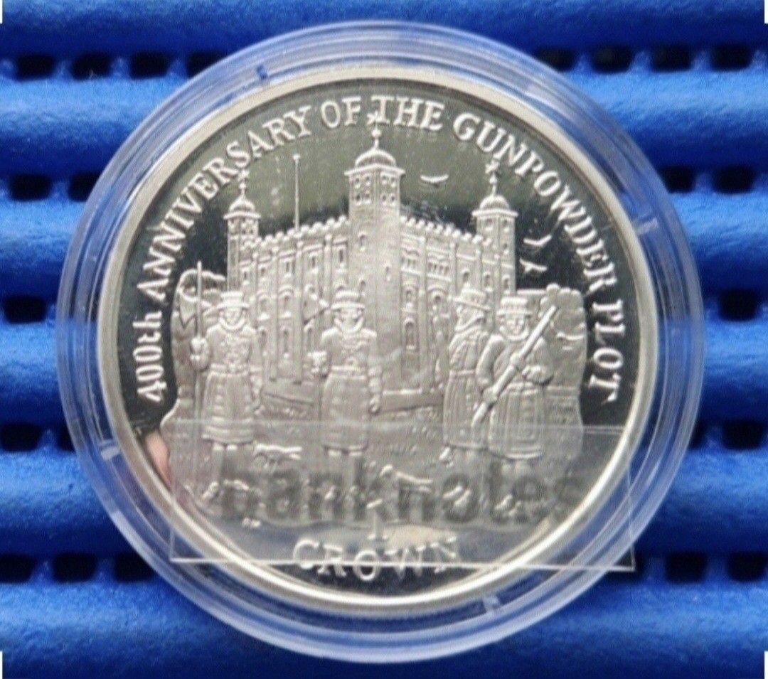 2005 Isle of Man 1 Crown 400th Anniversary of Gunpowder Plot Silver ...
