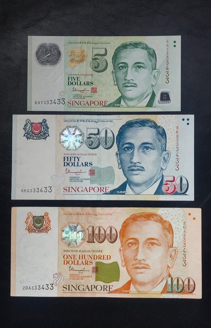 3 denomination banknotes with same 💥333433💥 Almost solid 3 serial nos ...