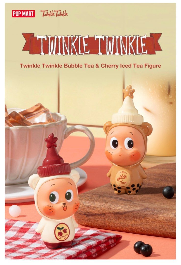 Authentic popmart twinkle twinkle bubble tea & cherry iced tea figure ...