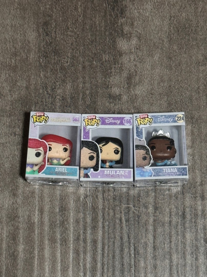 Bitty Pop Ariel, Mulan, Tiana, Hobbies & Toys, Toys & Games on Carousell