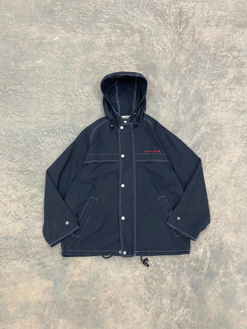 CONVERSE SKATE PARKA JACKET WINDBREAKER OVERSIZE BLACK STUSSY, Men's ...