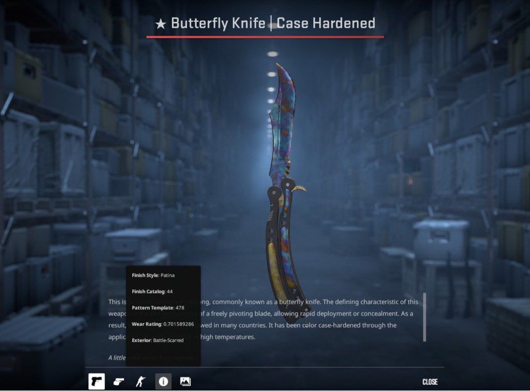 CS CSGO CS2 Butterfly Knife | Case Hardened | Blue Gem, Video Gaming ...