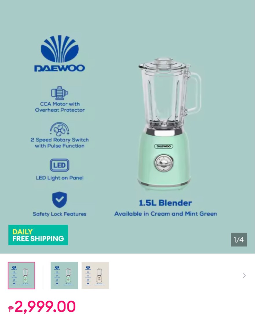 Daewoo 1.5L Retro Blender, TV & Home Appliances, Kitchen Appliances ...