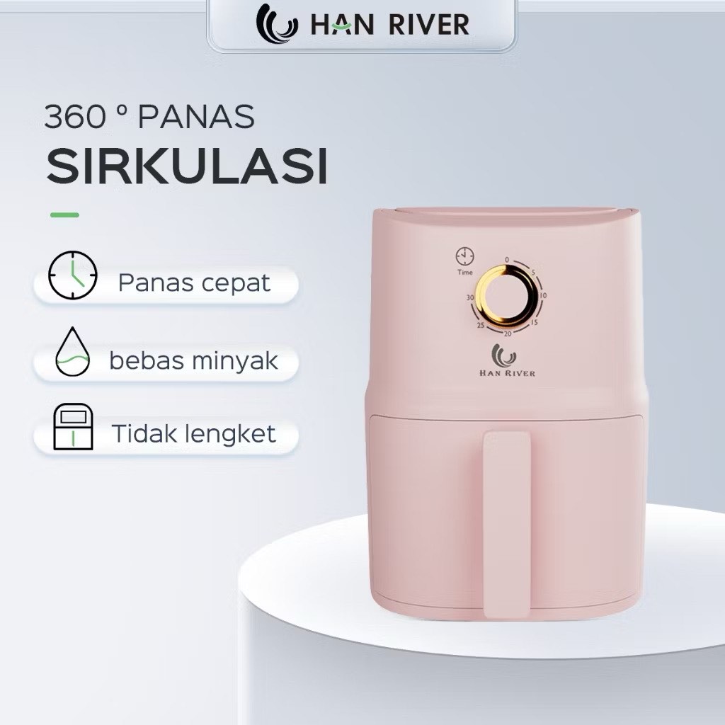 HAN RIVER Air Fryer 3.5L 500w Low Power Pink Listrik Multifungsi Tanpa ...