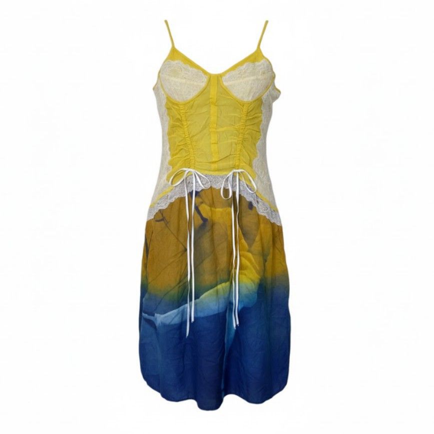 lace ruched summer midi dress coquette, cottagore core, fairycore ...