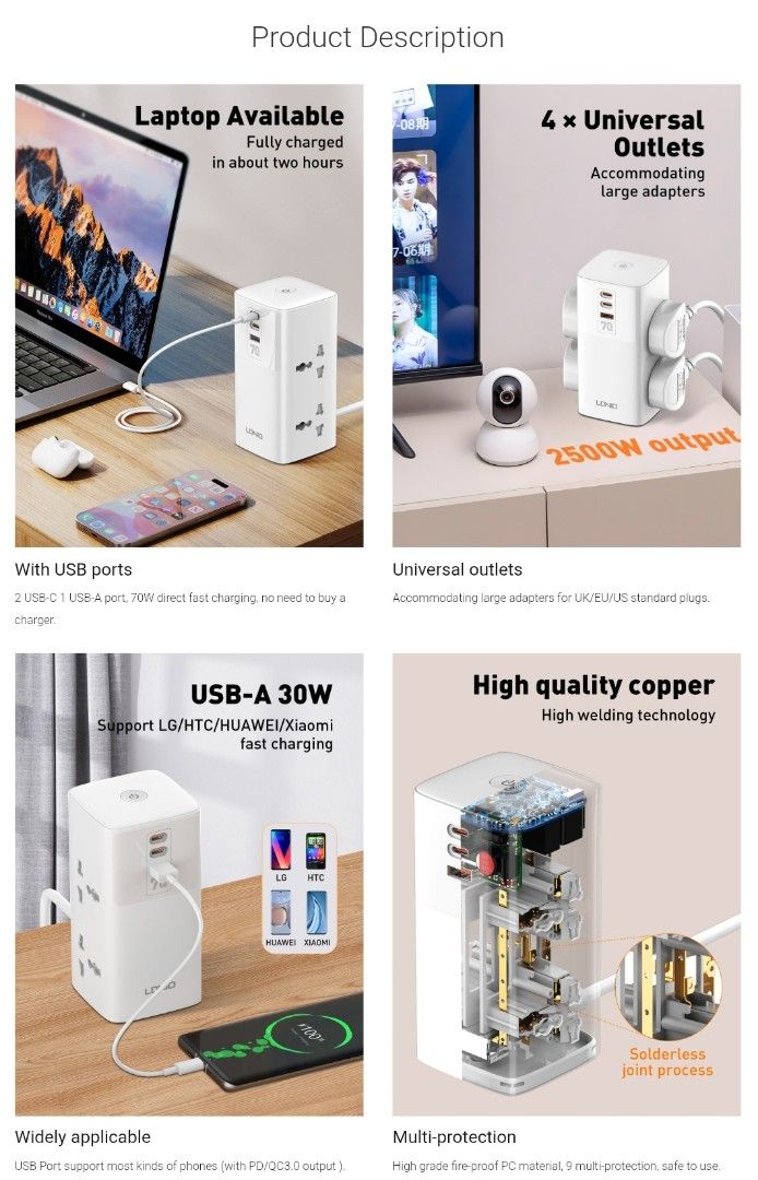 LDNIO SC4383 70W 英規快充插座, 家庭電器, 轉插器及插頭 - Carousell