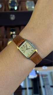 Seiko Tank Textured Dial Two-Toned Watch (3F31-5020), Women's Fashion ...