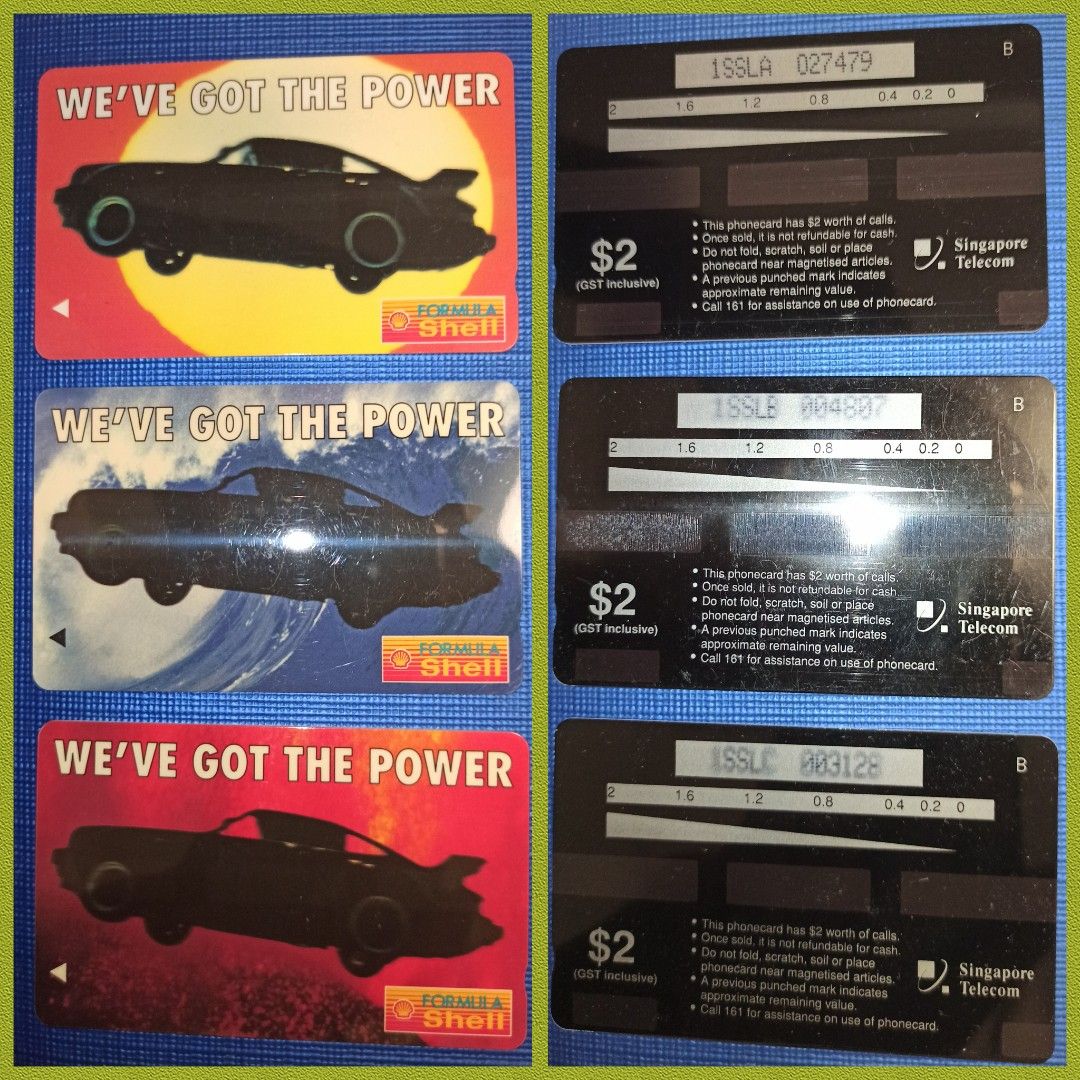 Singapore SG issues SingTel telephone cards 1990s 1SSL ads Formula ...