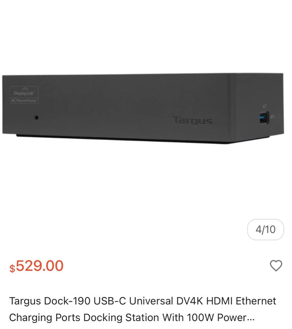 Targus Dock 190 USB-C Universal DV4K HDMI Ethernet Charging Port ...