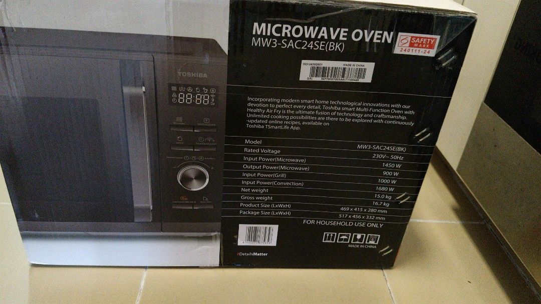 Toshiba Microwave oven MW3 SAC24SEBK, TV & Home Appliances, Kitchen ...