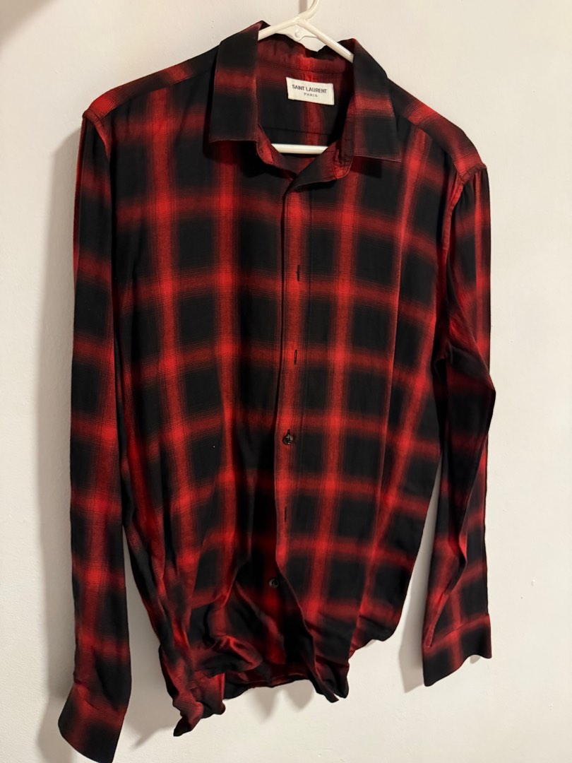YSL Flannel Shirt, Men's Fashion, Tops & Sets, Shirts on Carousell