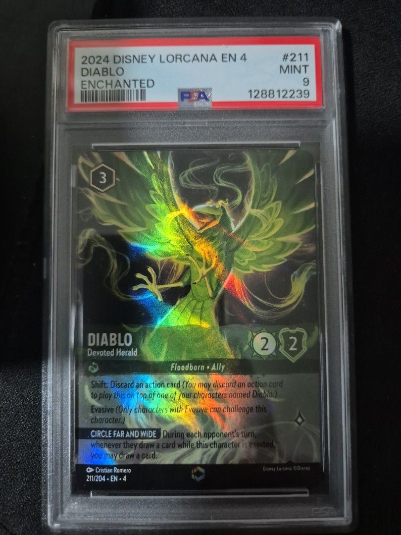 2024 Disney Lorcana Enchanted Diablo PSA Graded Mint 9, Hobbies & Toys ...