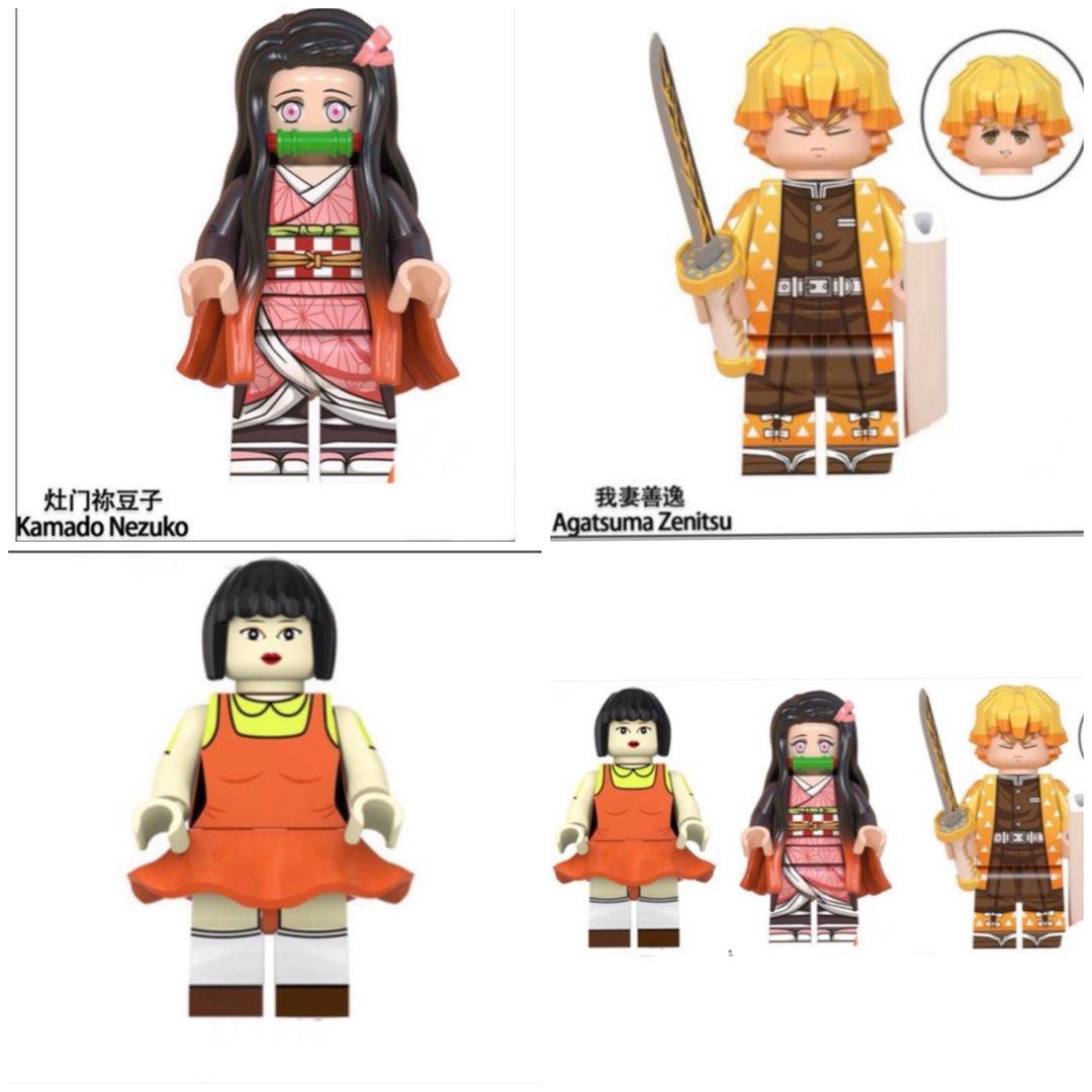3D Miniature Figurines Blocks Demon Slayer & Squid Game Doll Toys ...