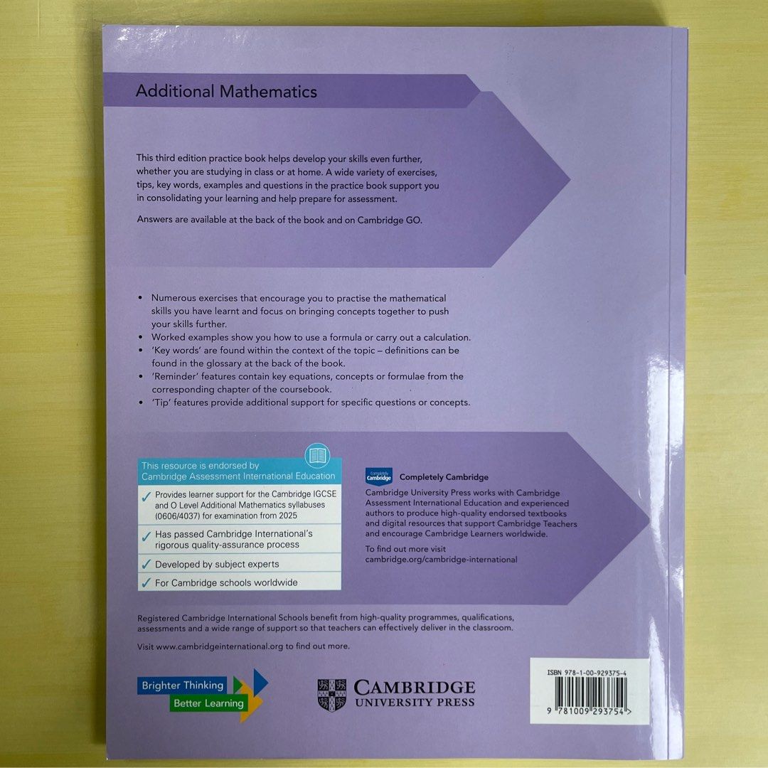 Cambridge IGCSE™ and O Level Additional Mathematics PRACTICE BOOK Muriel James Third Edition ...
