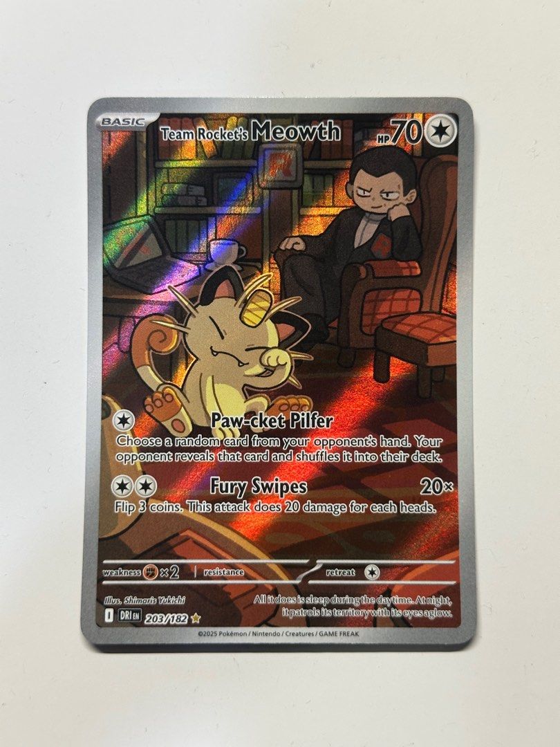 Pokemon Destined Rivals Team Rocket’s Meowth #203, Hobbies & Toys, Toys ...