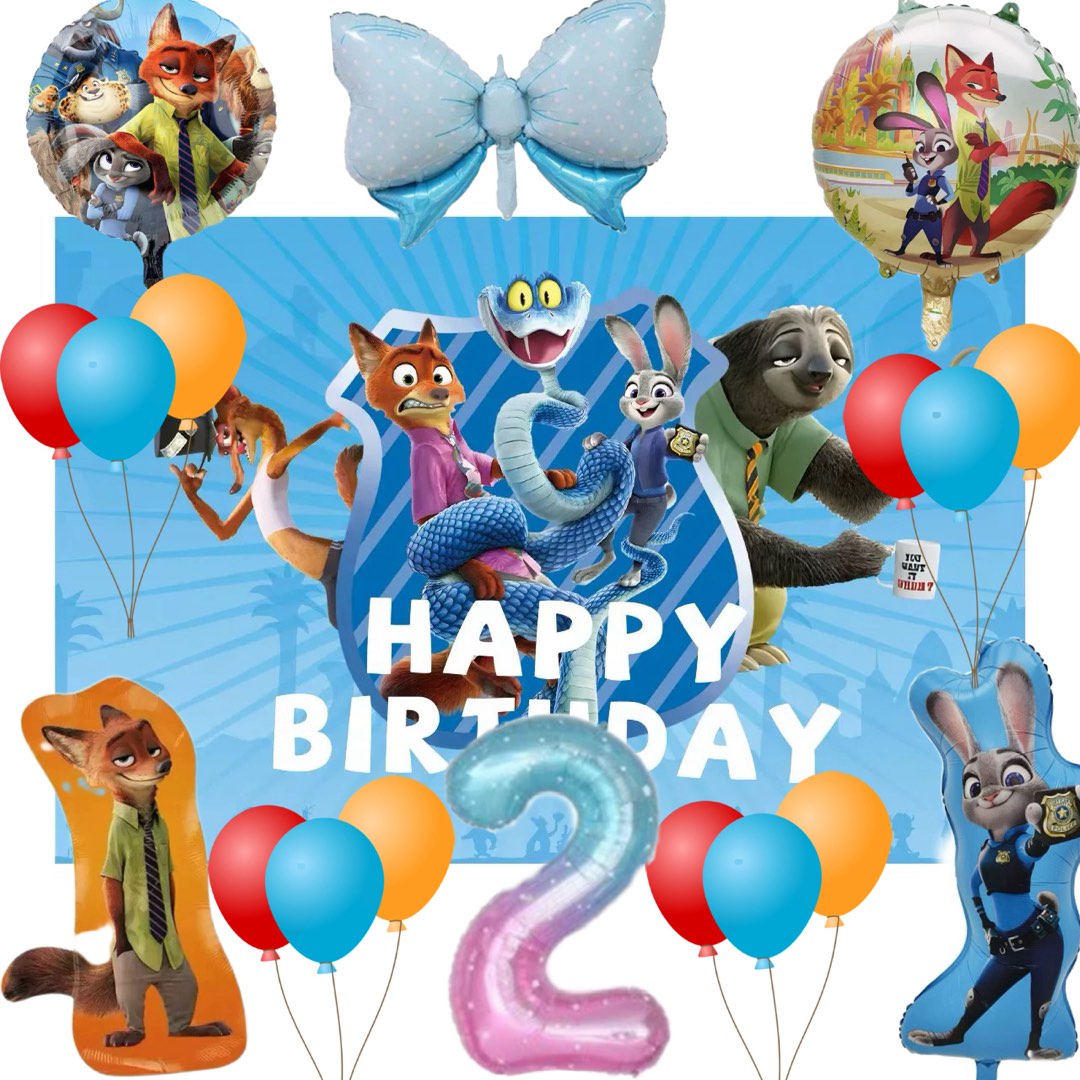 [Ready Stock]New arrivals-Zootopia 2 themed Happy Birthday Backdrop ...