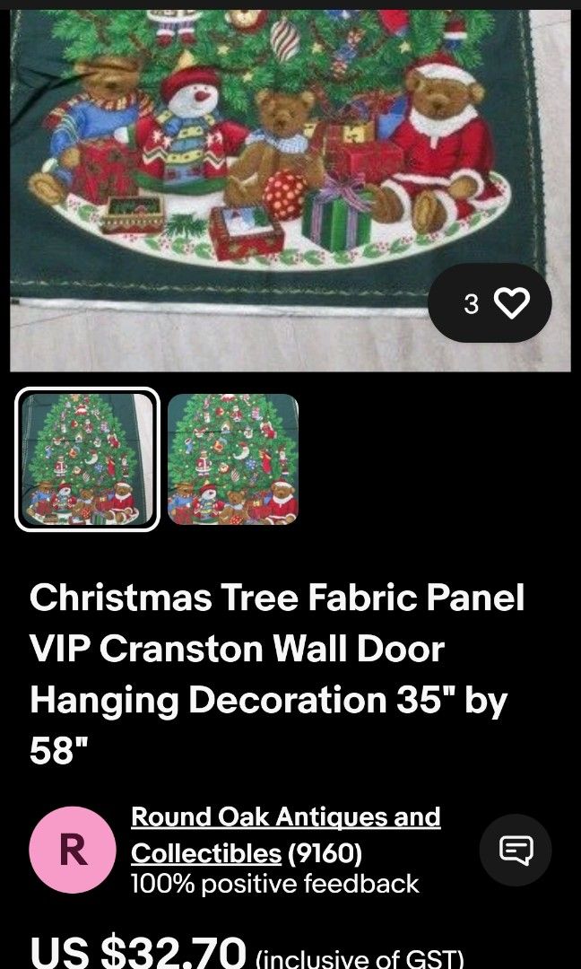 Traditional Christmas Tree Fabric Panel VIP Cranston Table Wall Door ...