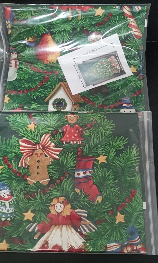 Traditional Christmas Tree Fabric Panel VIP Cranston Table Wall Door ...