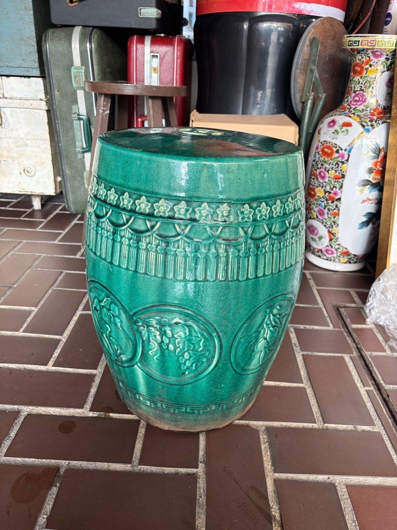 Vintage Chinese Green Glaze Ceramic Garden Stool, Hobbies & Toys ...