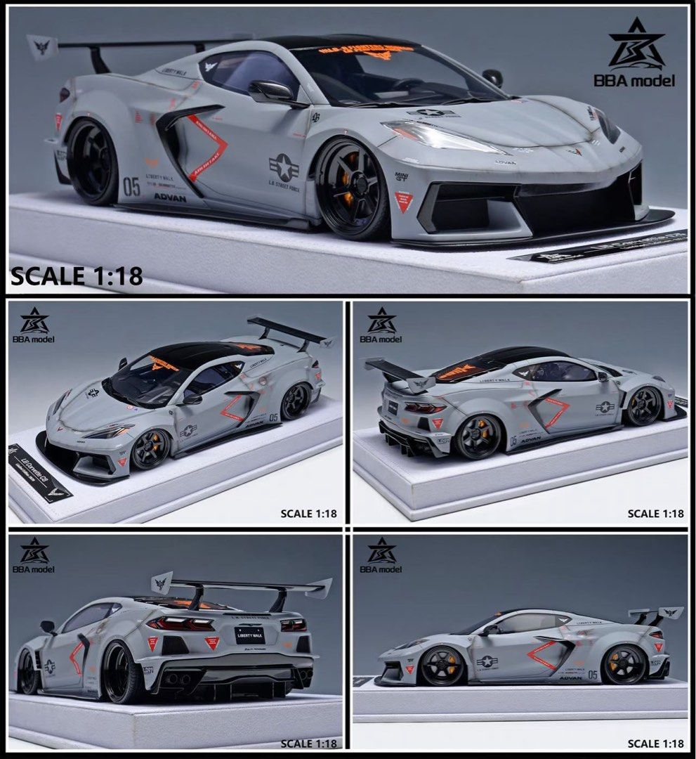1/18 BBA Car Model Corvette C8 LBWK (come with display case), Hobbies ...